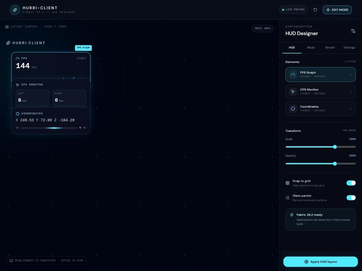 Hurri-Client HUD Designer