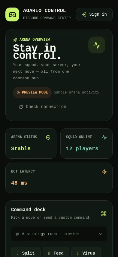 Agario Discord Control Hub
