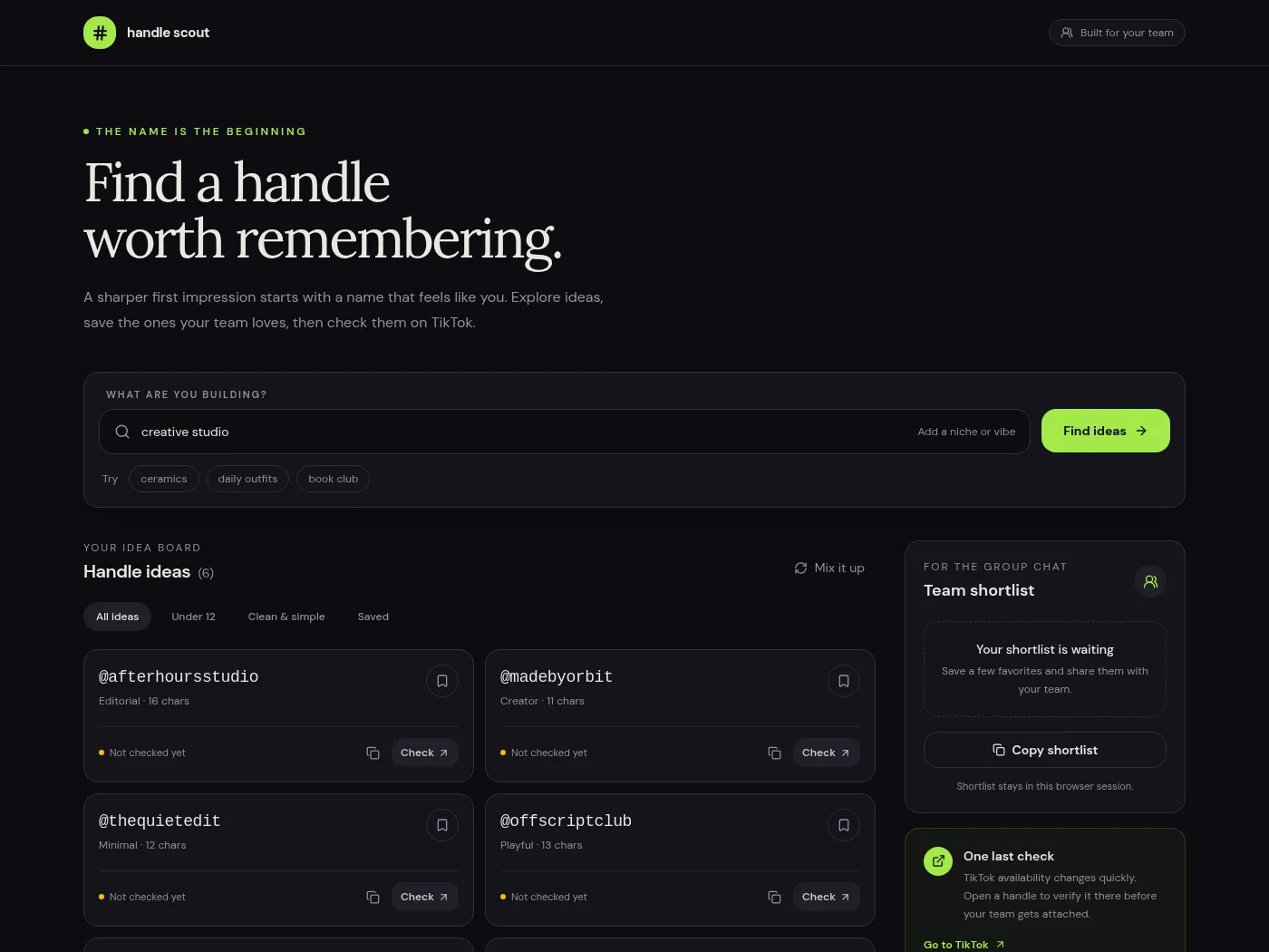 TikTok Handle Finder