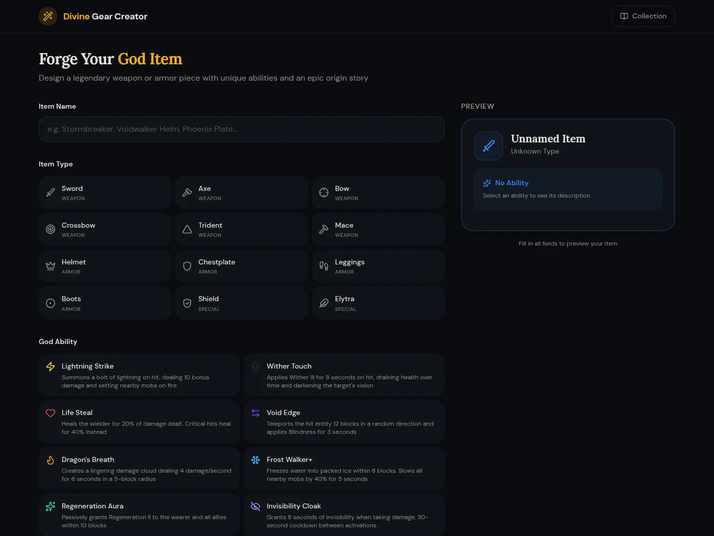 Divine Gear Creator