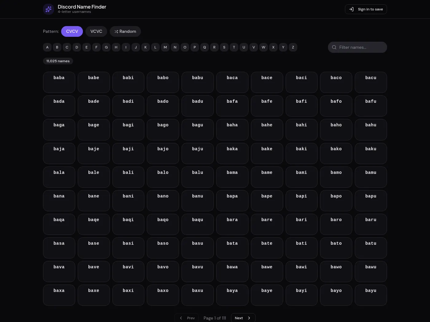 Discord Name Finder