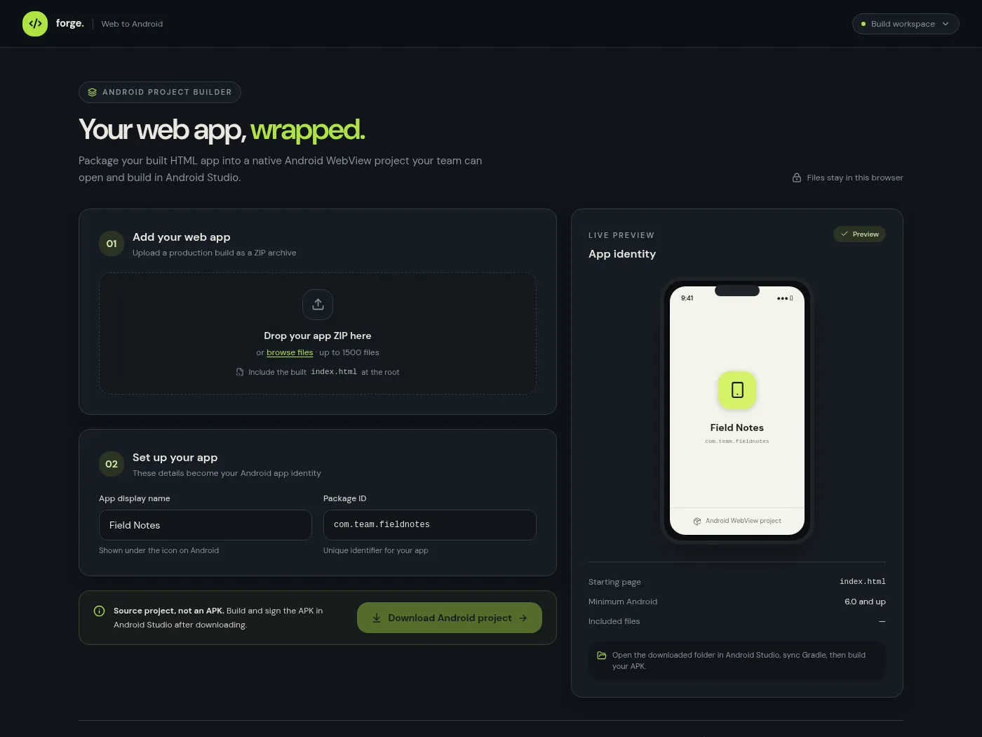 HTML to APK Converter