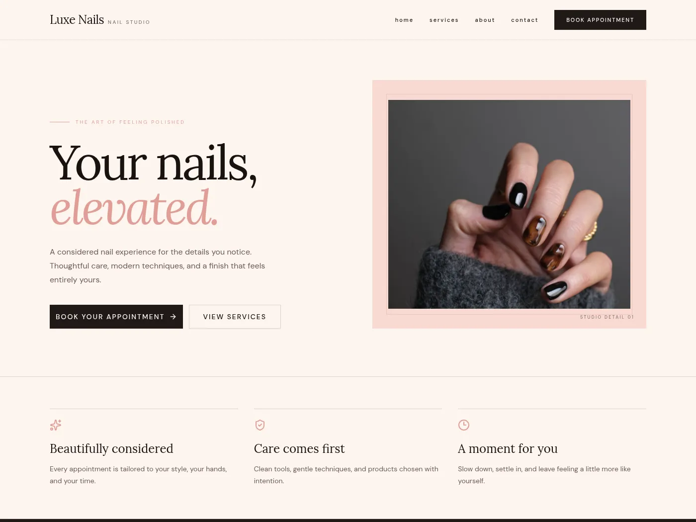 Luxe Nails Booking Site