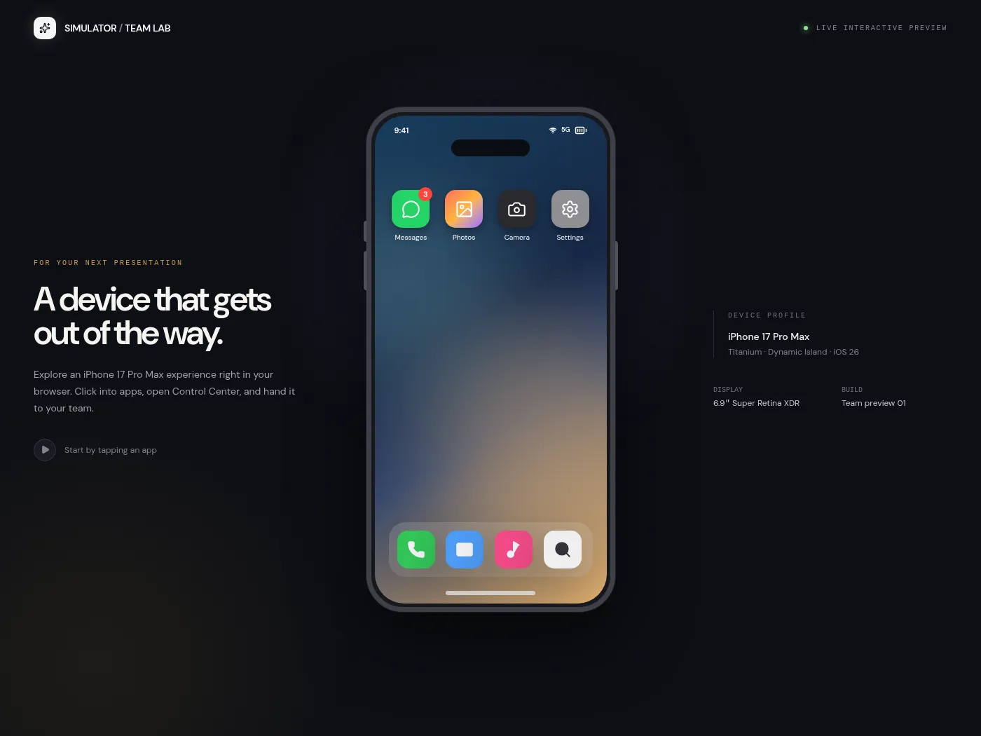 iPhone 17 Pro Max Simulator