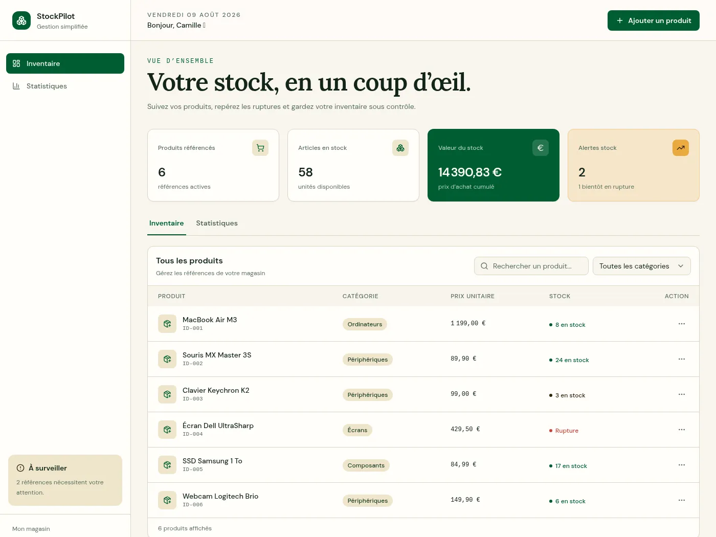 Inventaire Magasin Simplifié