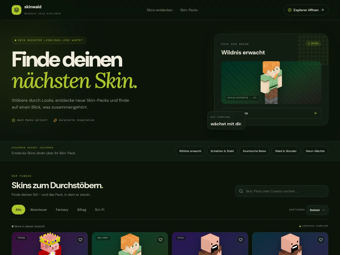 Minecraft Bedrock Skin Explorer