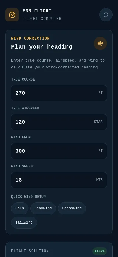 Pilot E6B Calculator