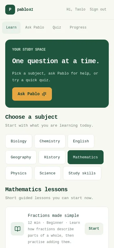 Pablo AI Learning App