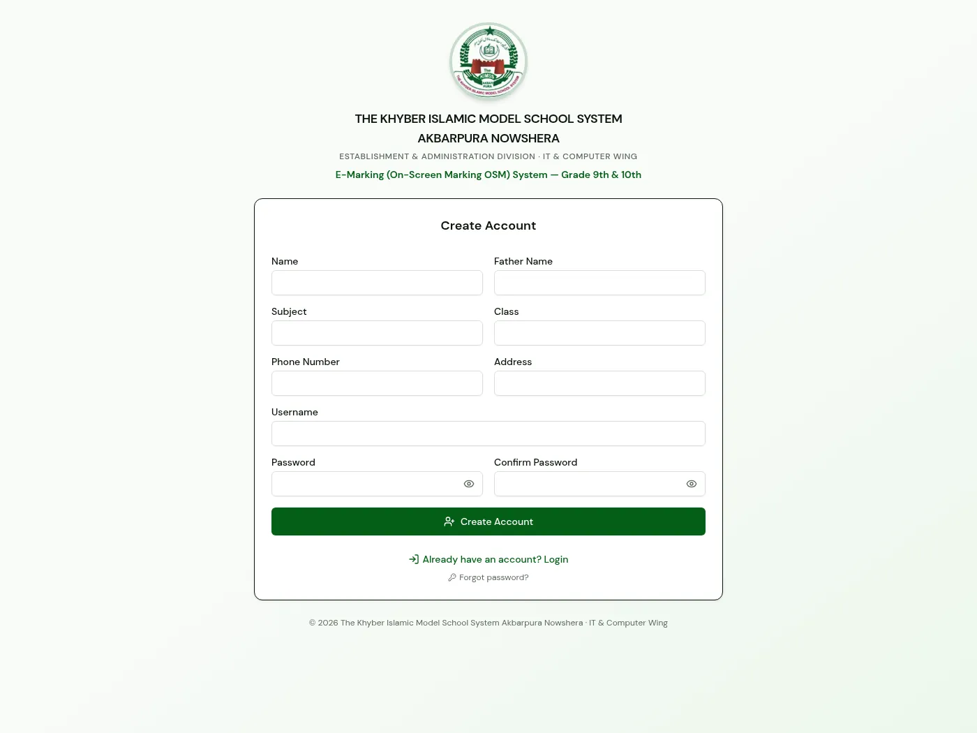 Khyber School E-Marking Portal