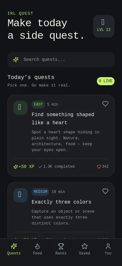 IRL Quest Social Game