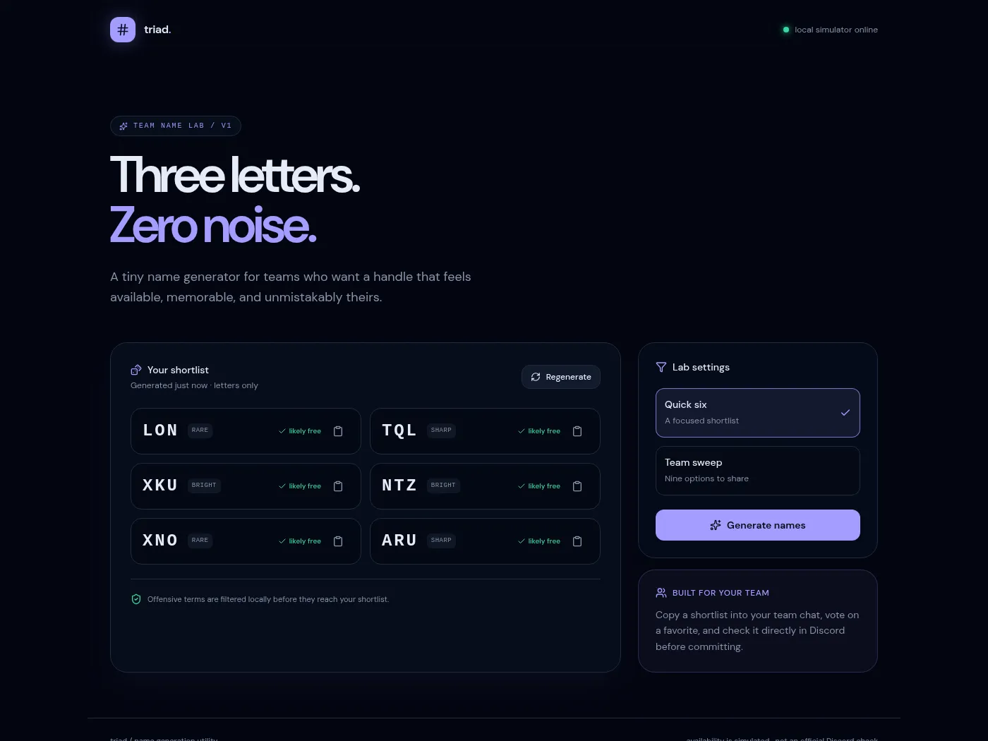 NameGen Discord Tool