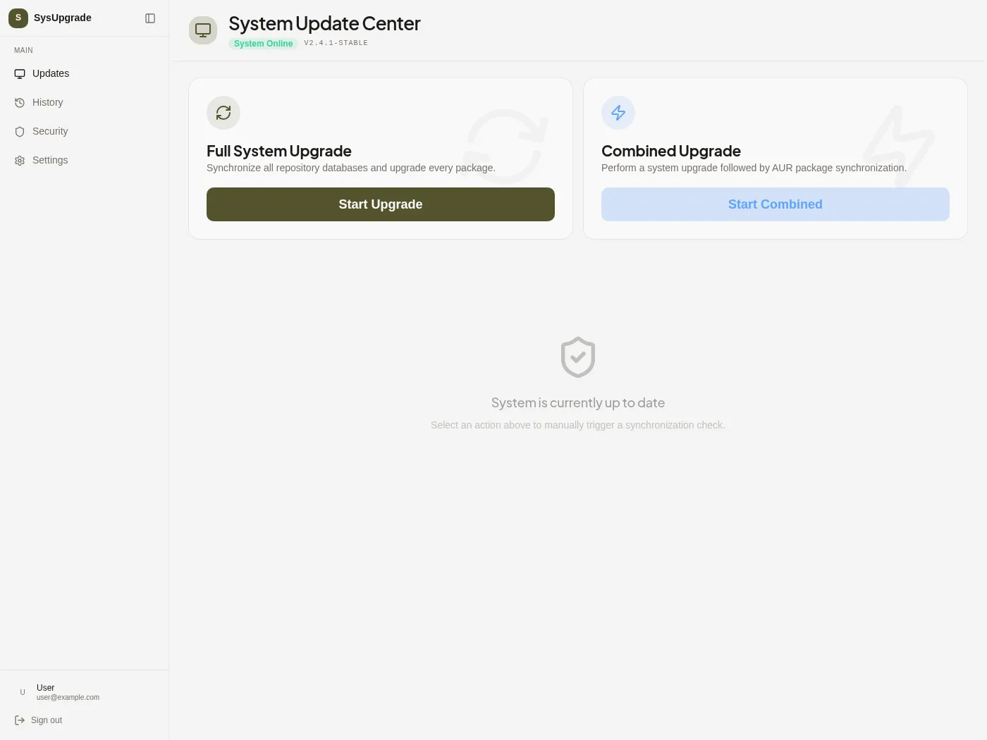 System Upgrade Progress UI