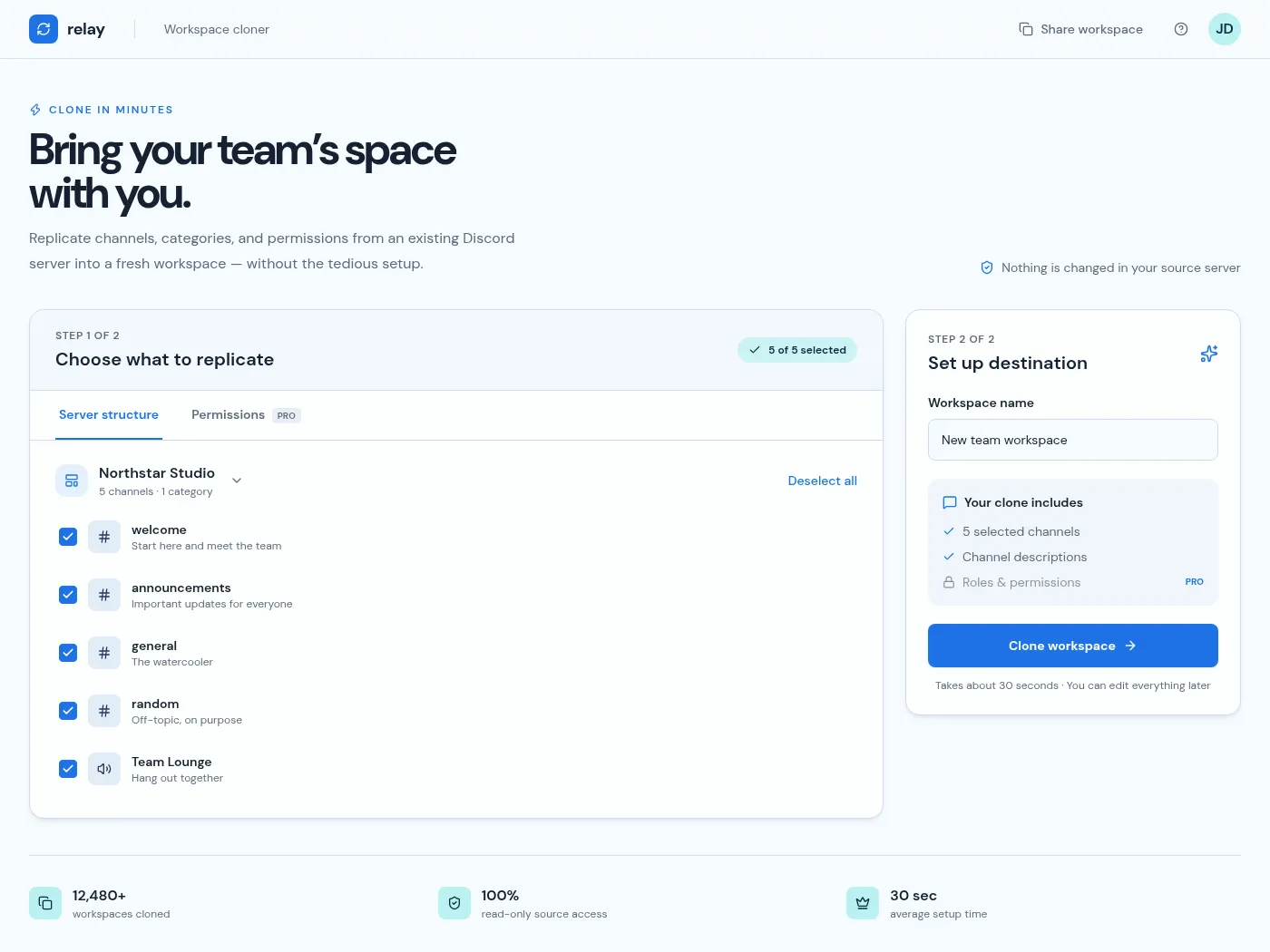 Discord Workspace Cloner