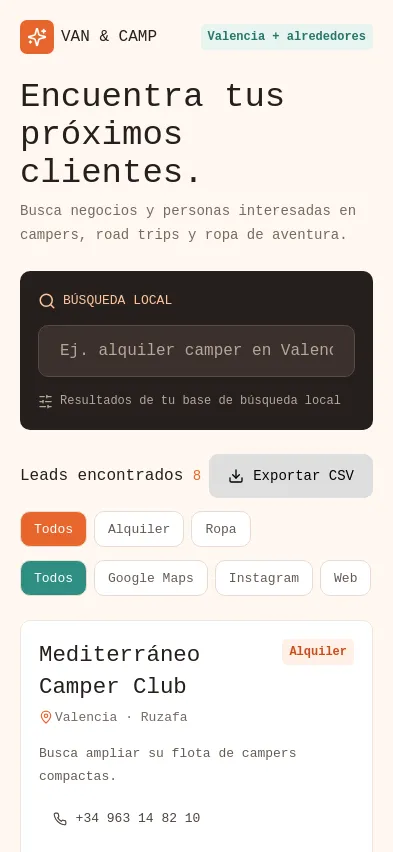 Van & Camp Leads Finder