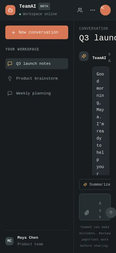 TeamAI Chat Mobile