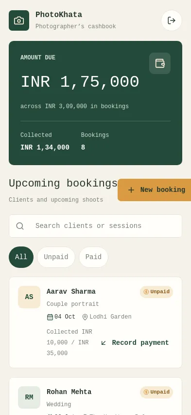 PhotoGraphy Ledger App