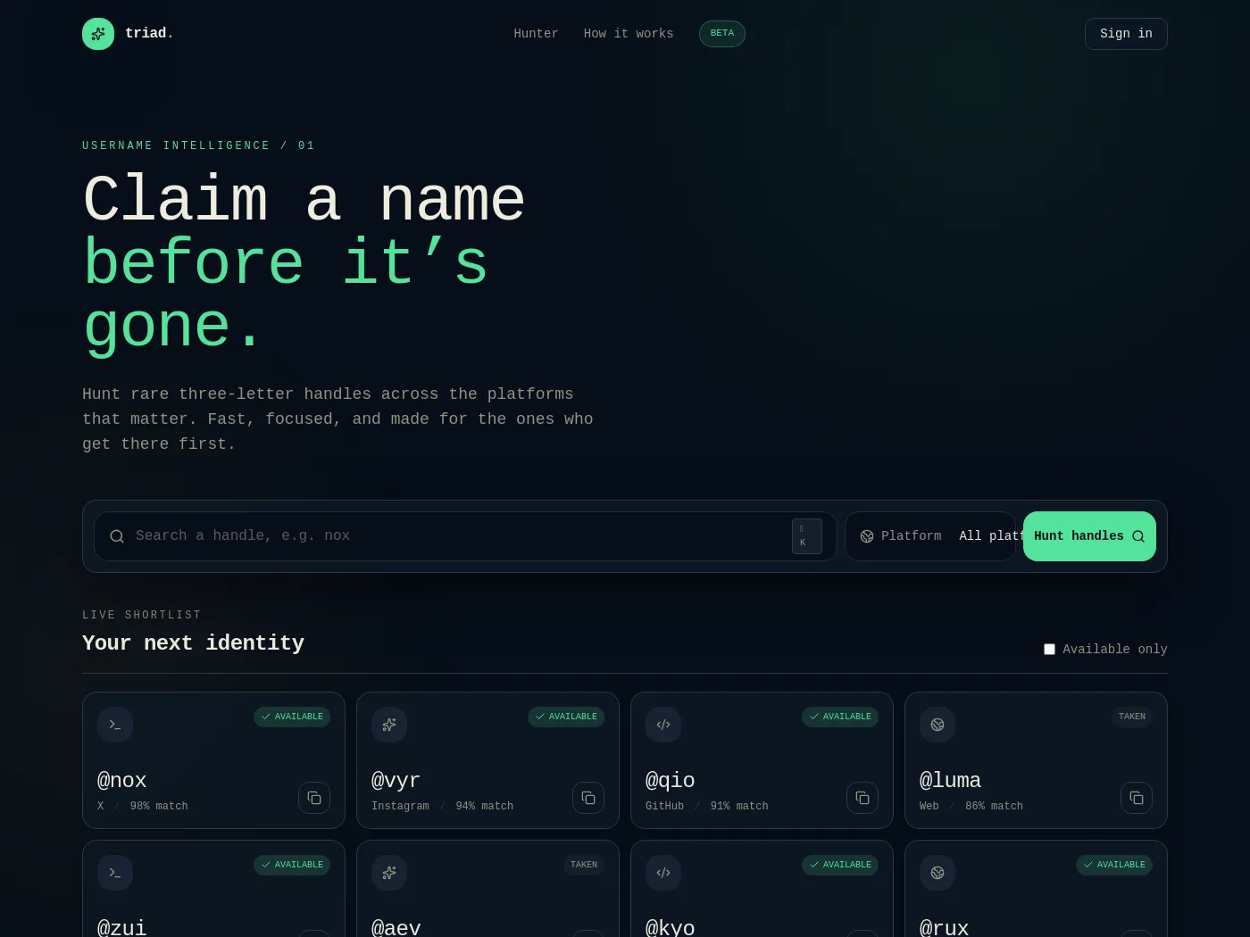 Triad Username Hunter