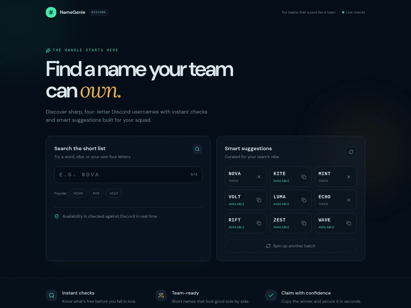 NameGenie Discord Finder