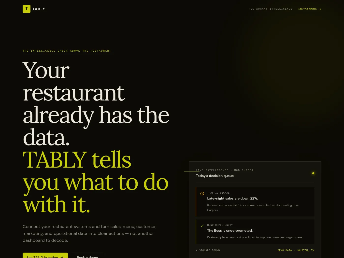 TABLY Restaurant Intelligence