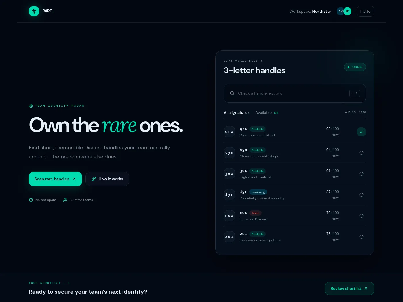 Rare Discord Handle Finder
