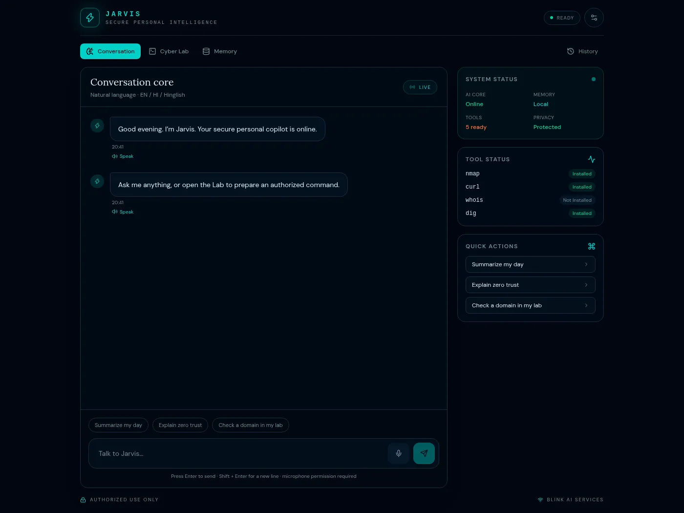 Jarvis AI Secure Assistant