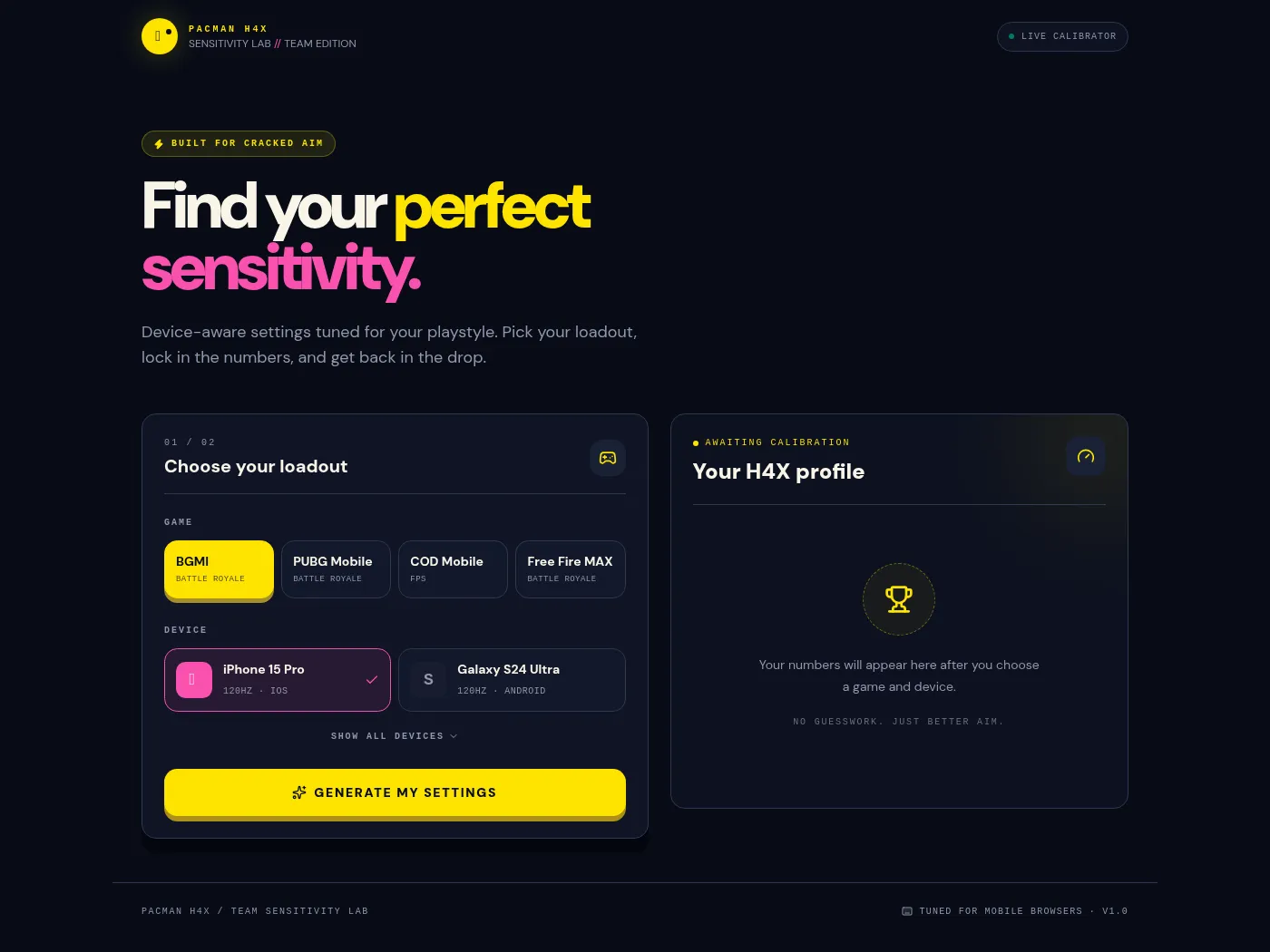 PACMAN H4X Sensitivity Tool