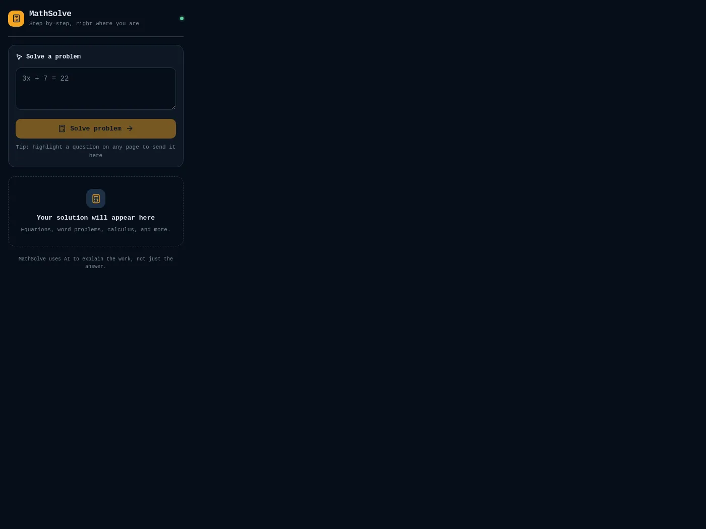 MathSolve Extension