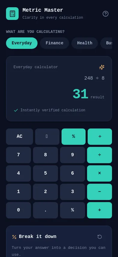 Metric Master Calculator