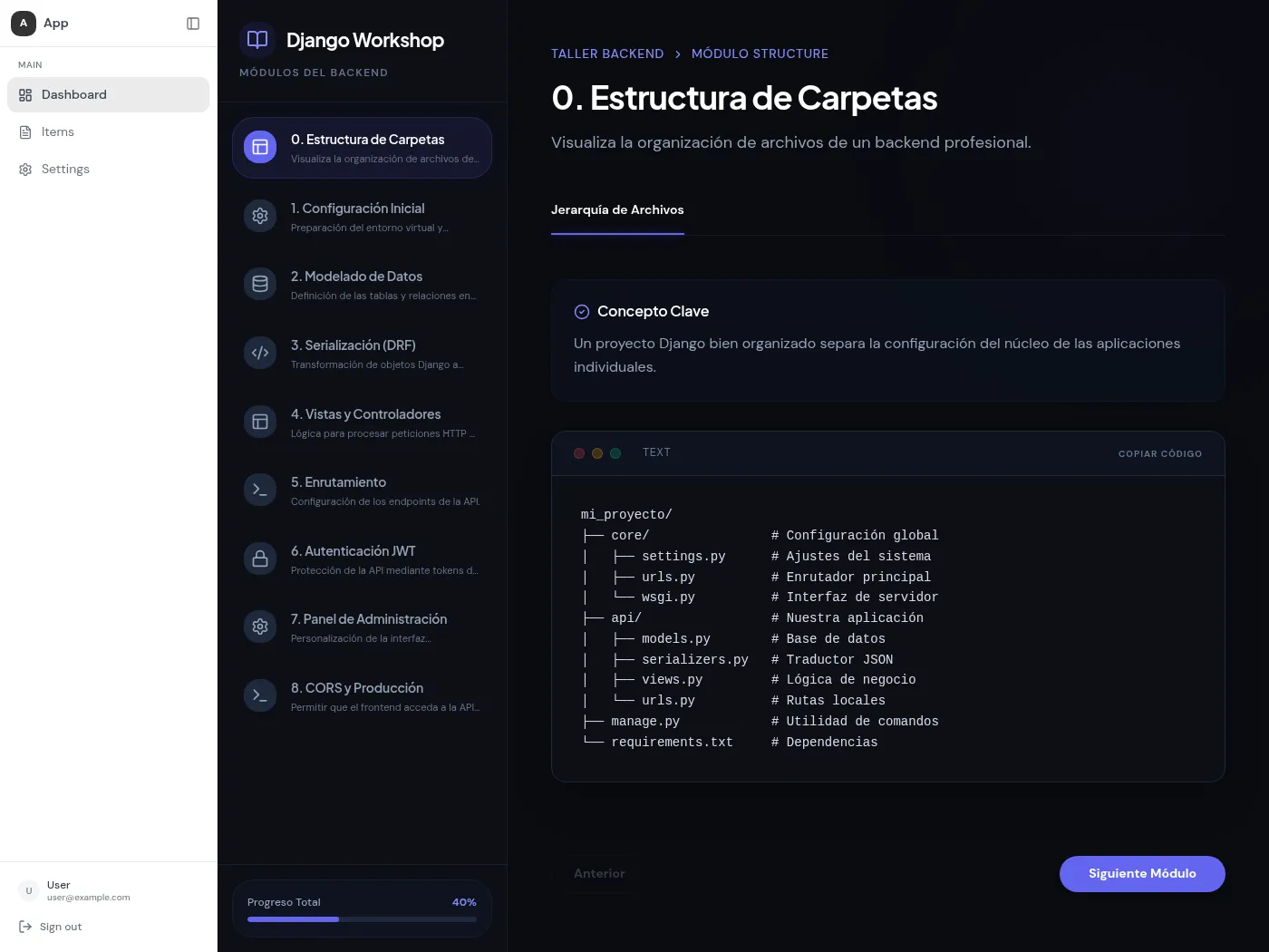 Django Workshop Builder