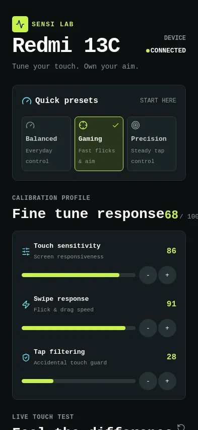 Redmi Sensi Tuner