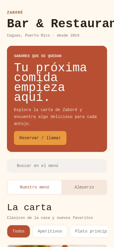 Zaboré Menu App