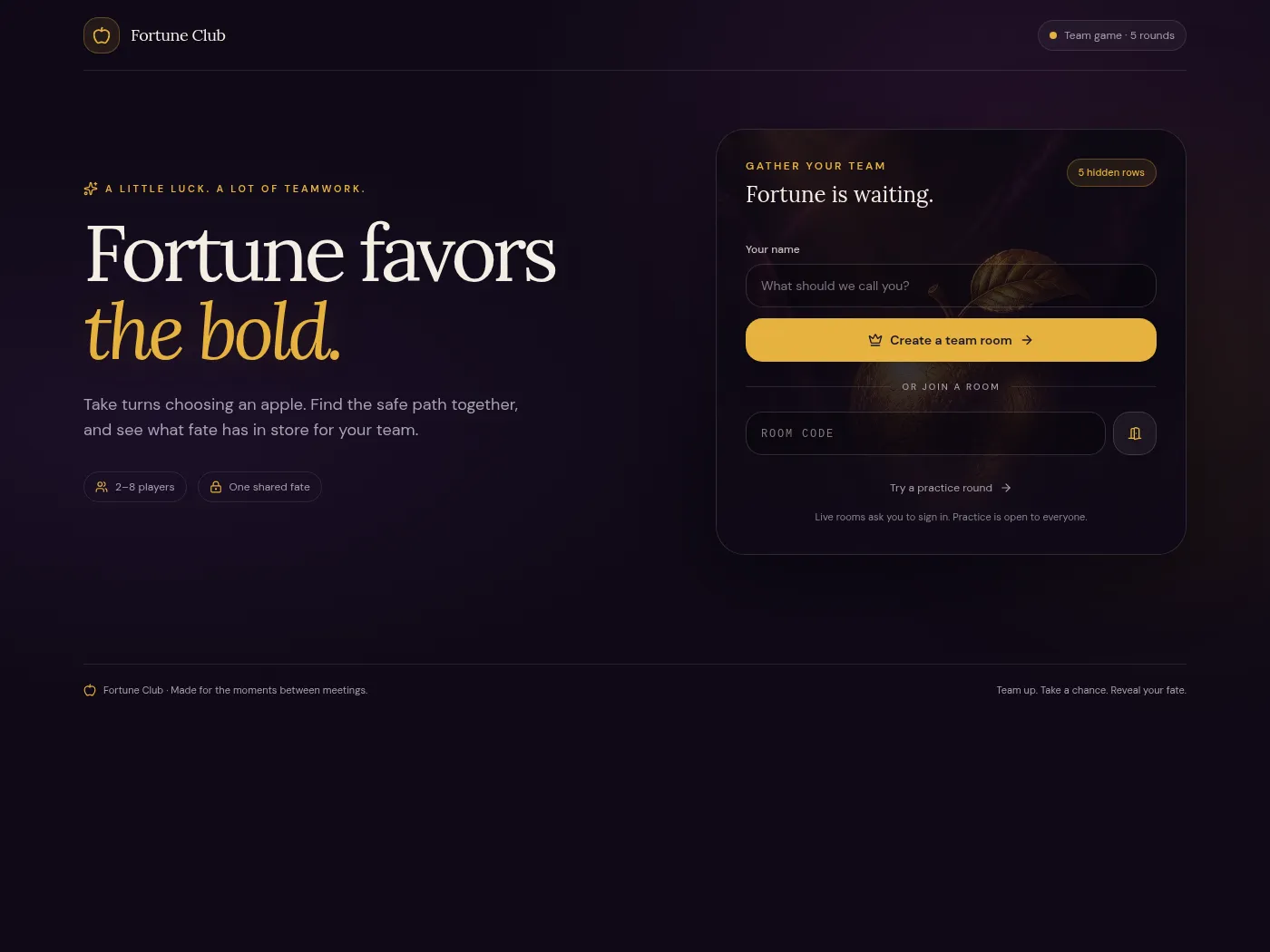 Apple of Fortune Team Game