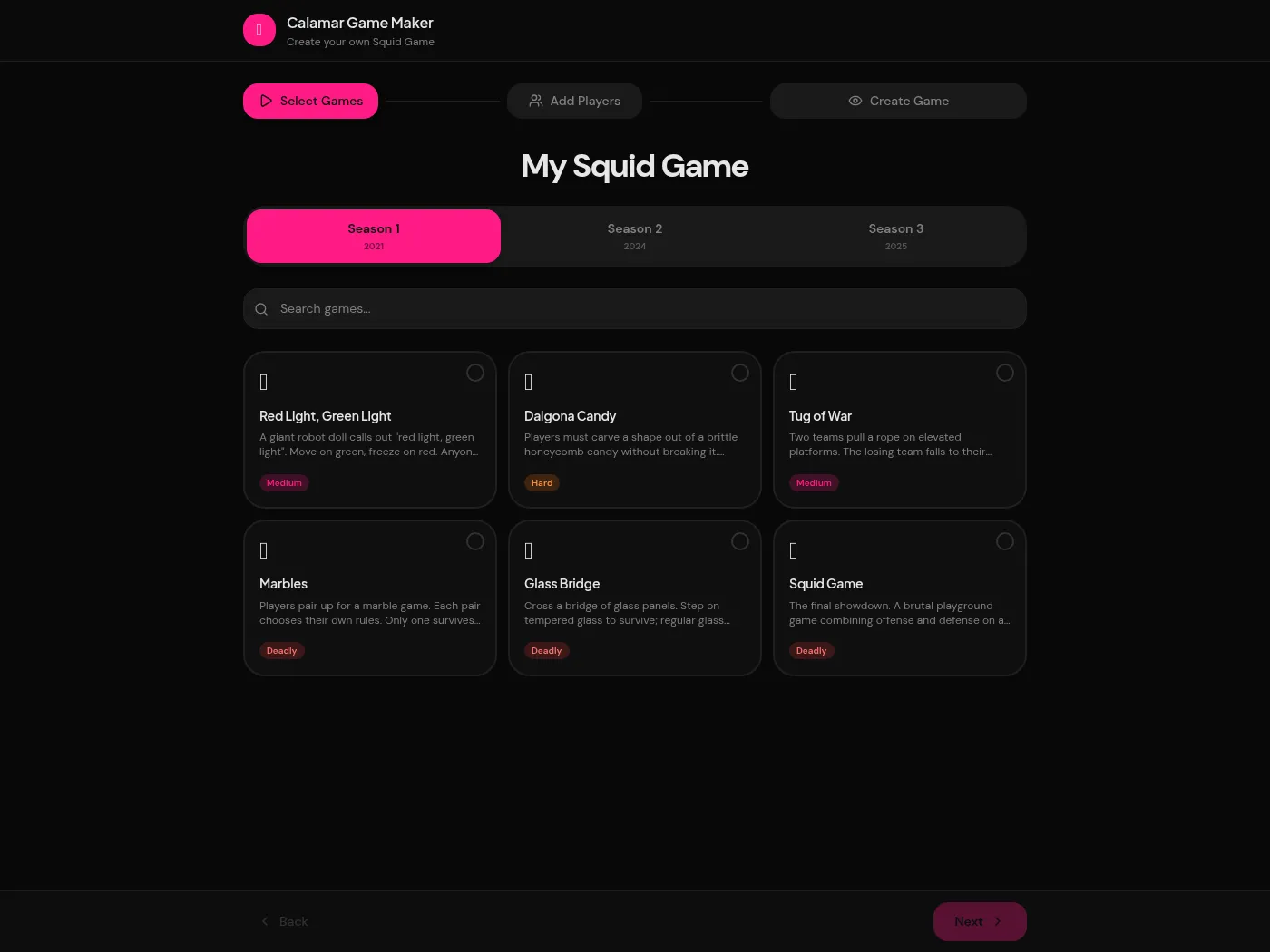 Calamar Game Maker