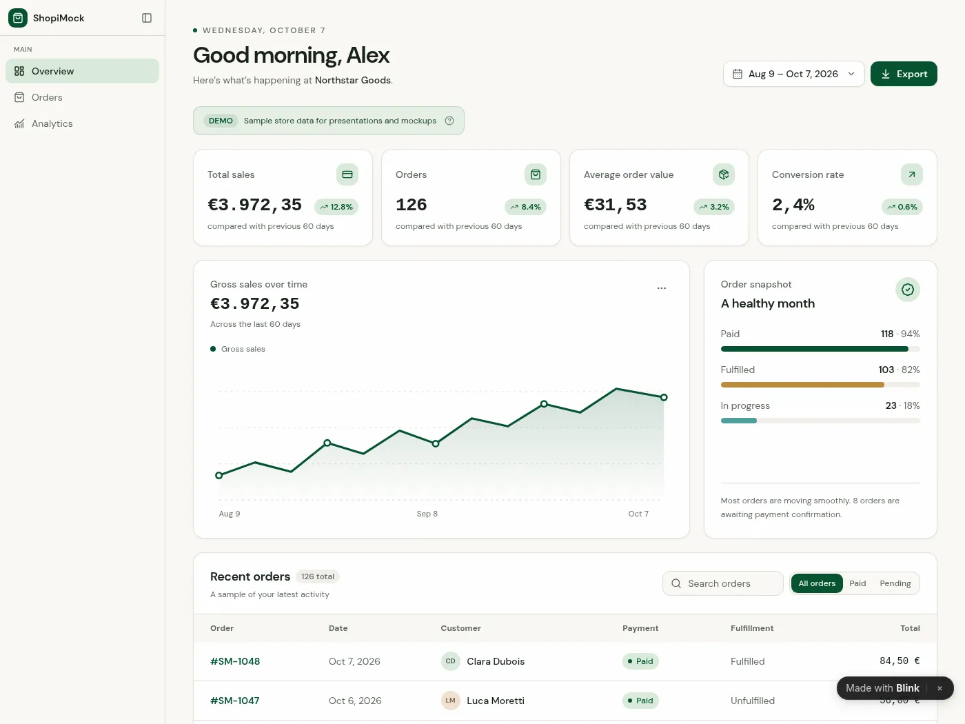 ShopiMock Dashboard