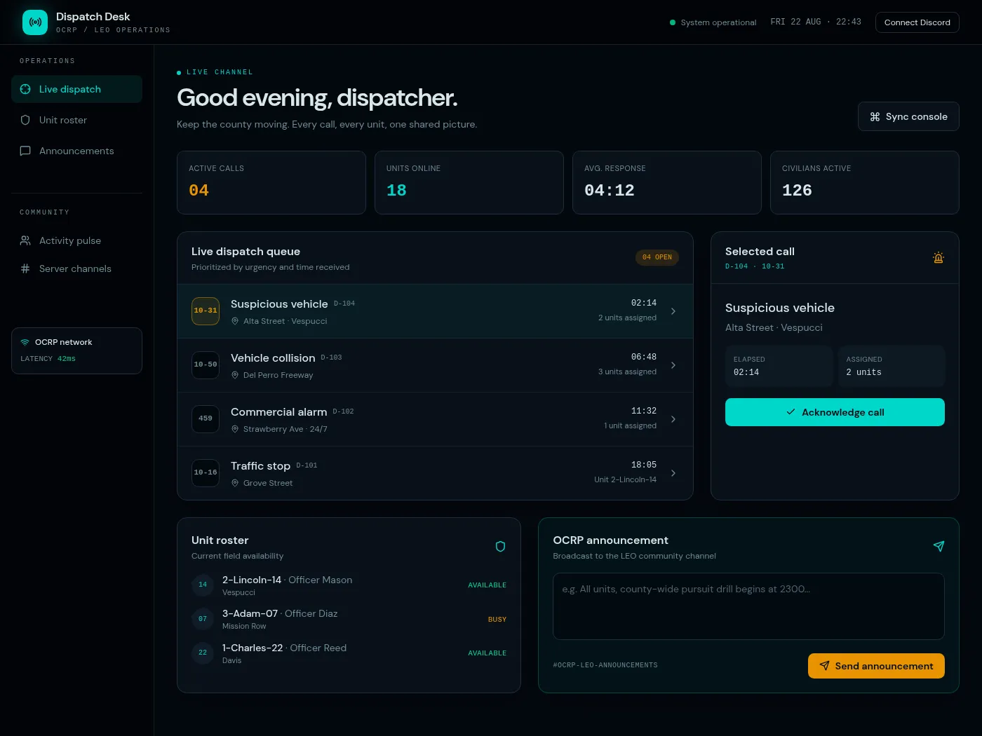 Roleplay Dispatch Bot