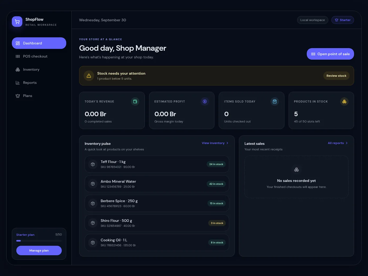 ShopFlow Mobile POS Manager