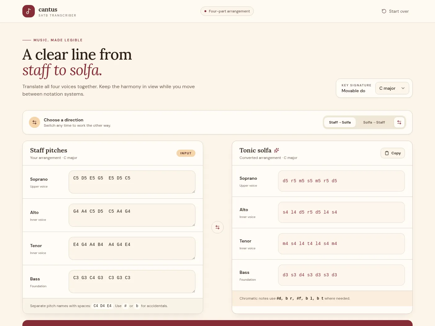 Solfa Staff Transcriber