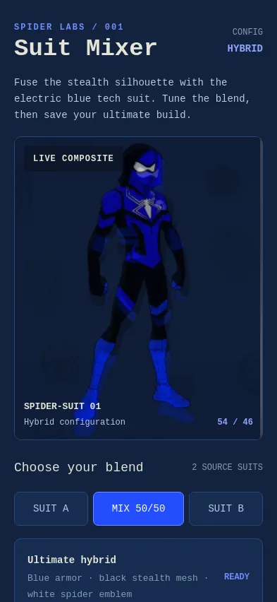 Spider Suit Mixer