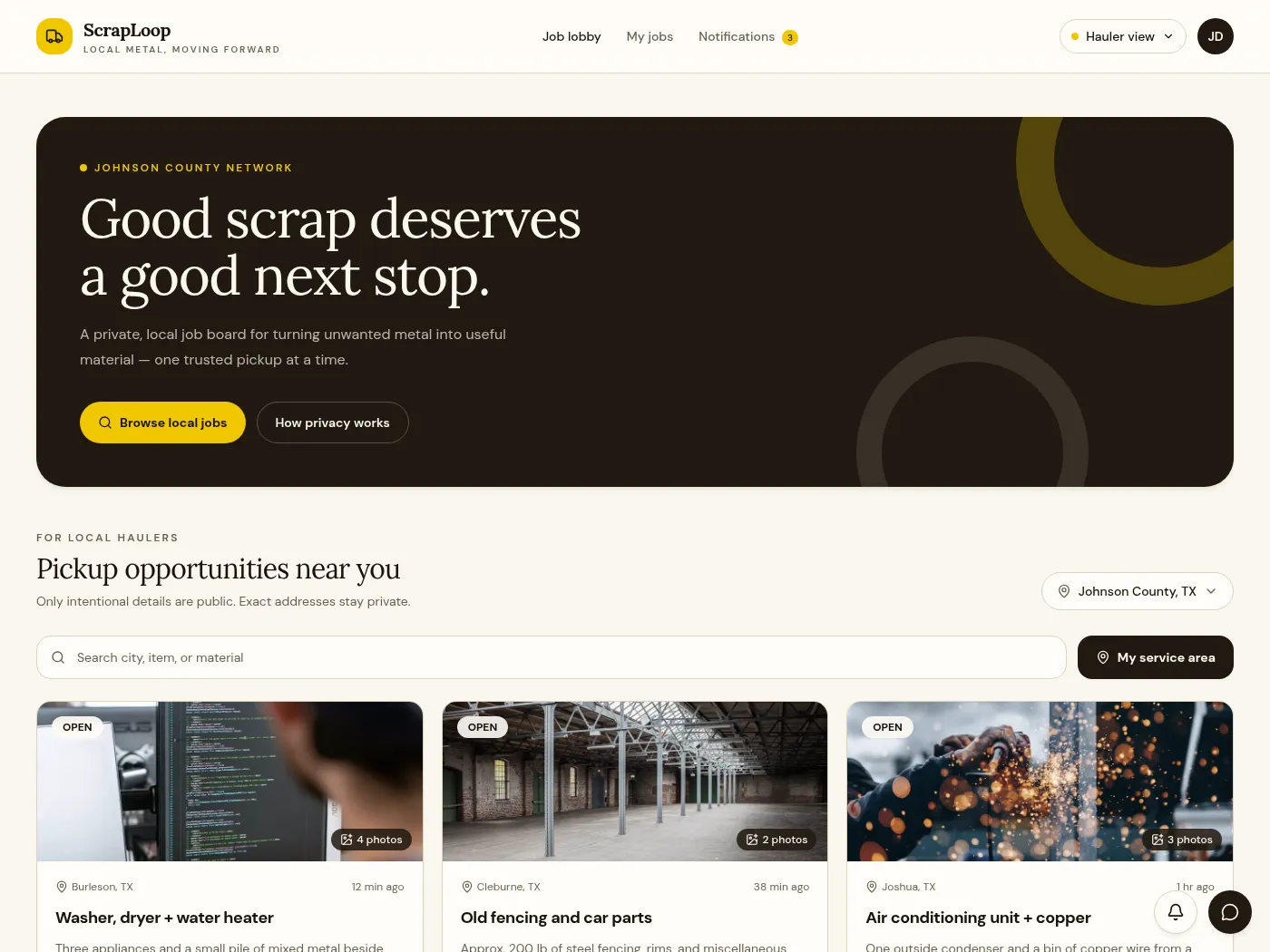 Scrap Pickup Marketplace