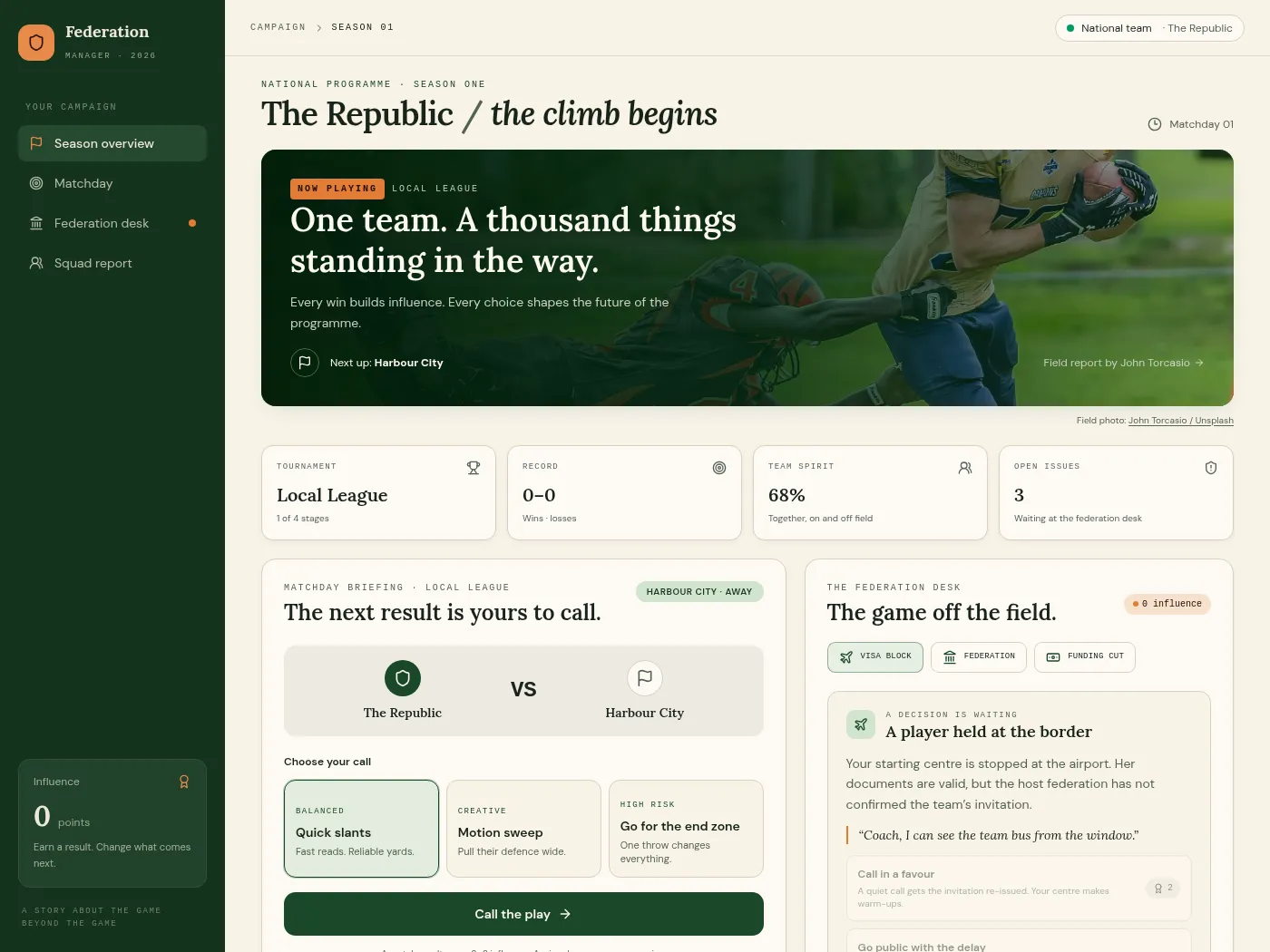 Flag Football Manager Sim