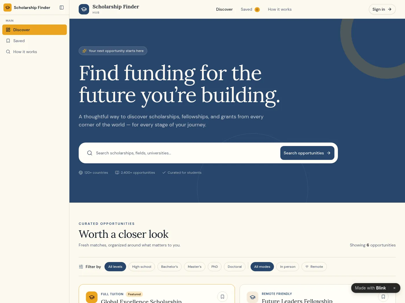 Scholarship Finder Hub
