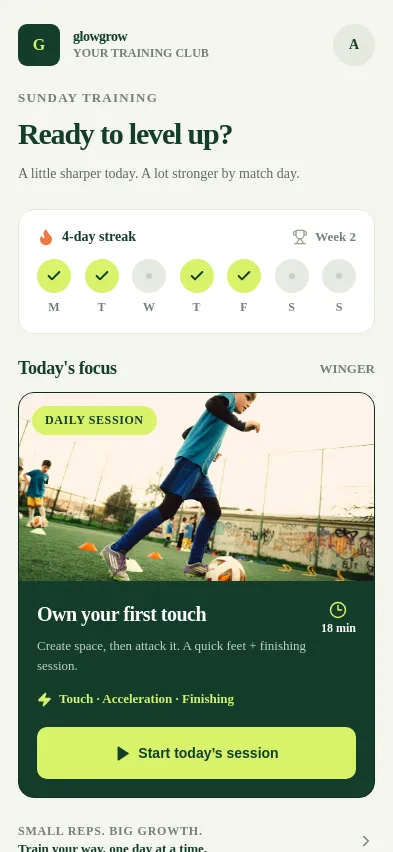 GlowGrow Football App