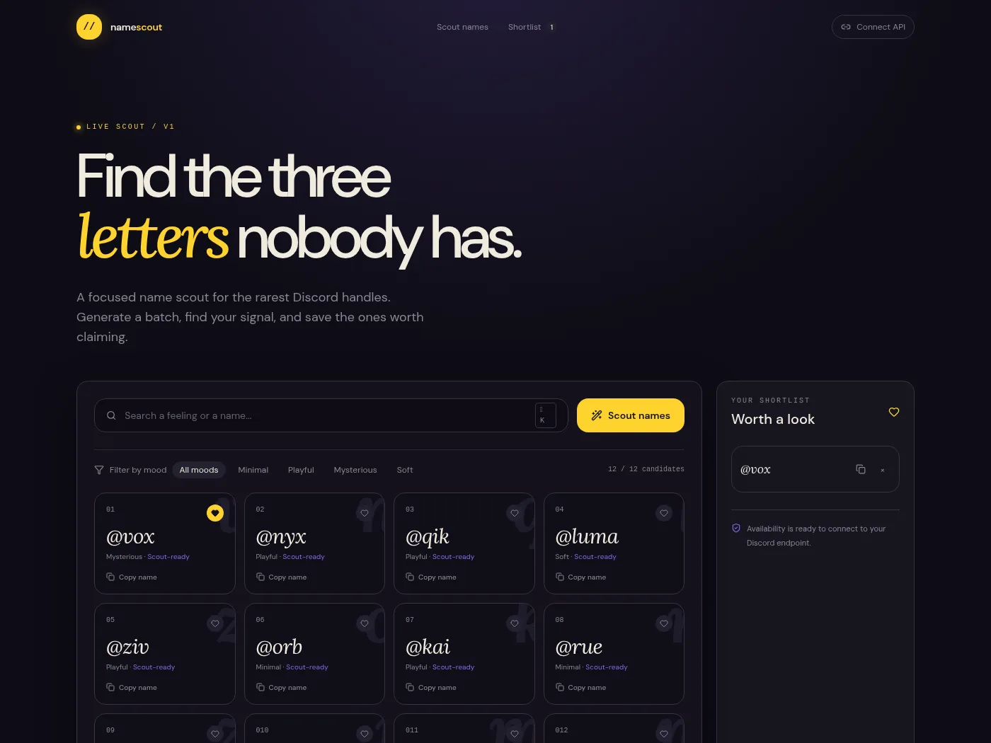 Discord Name Scout