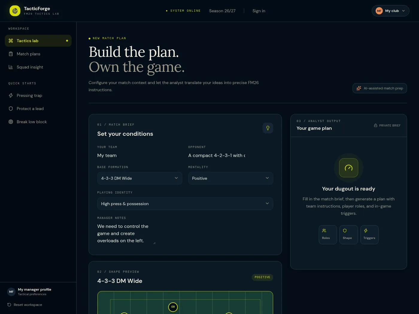 AI Football Tactics Builder