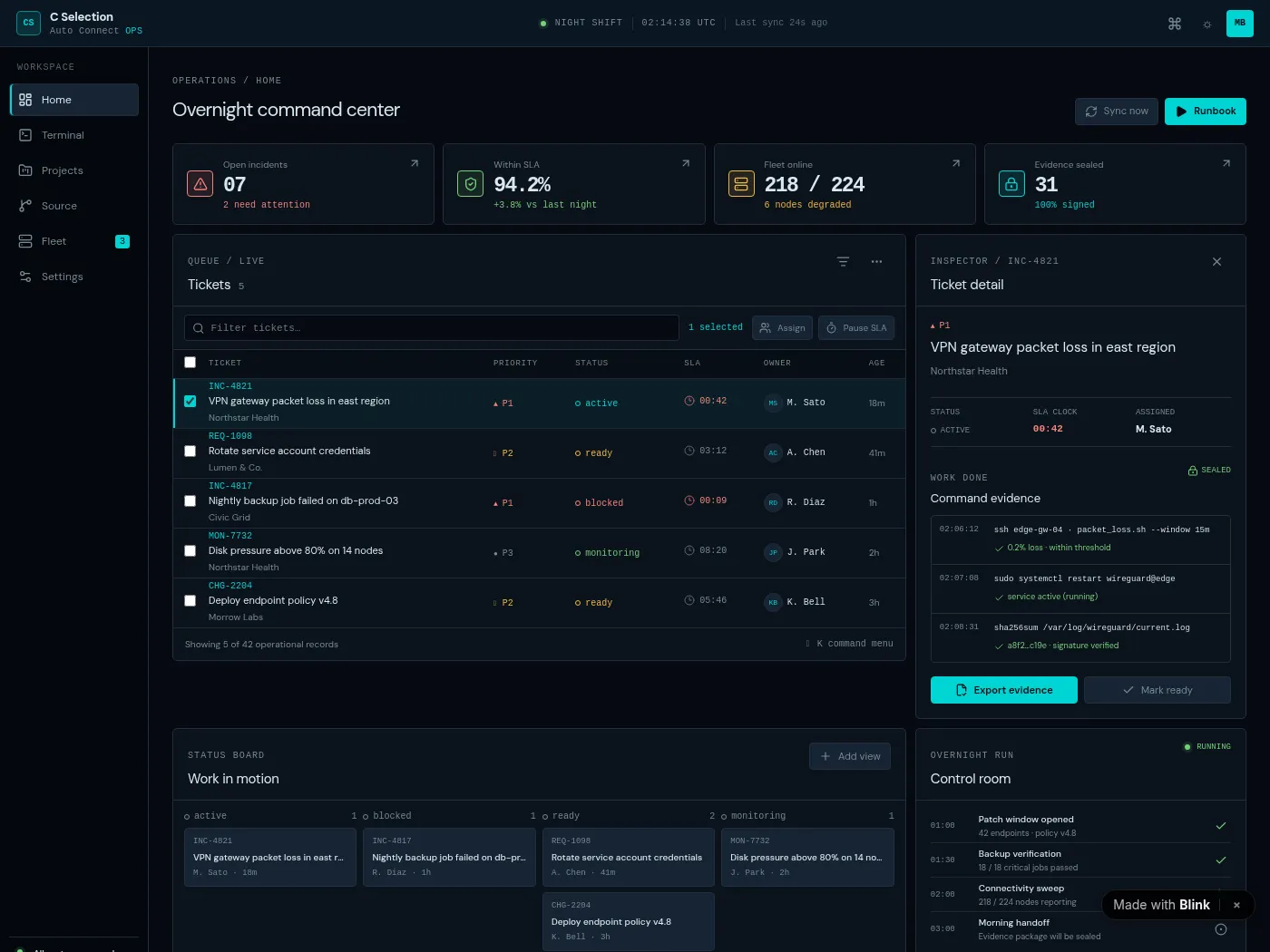 C Selection Ops Console