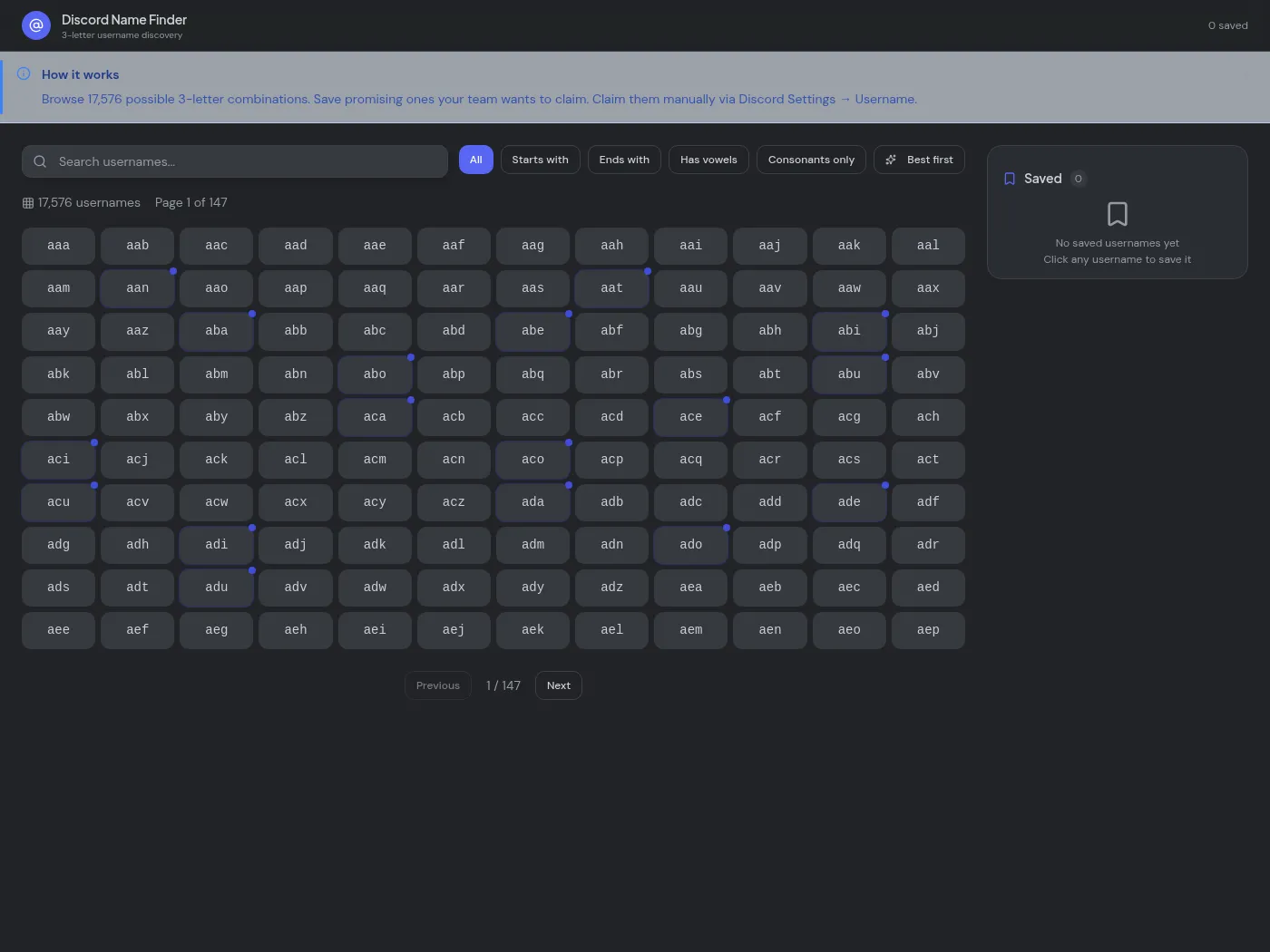Discord Name Finder
