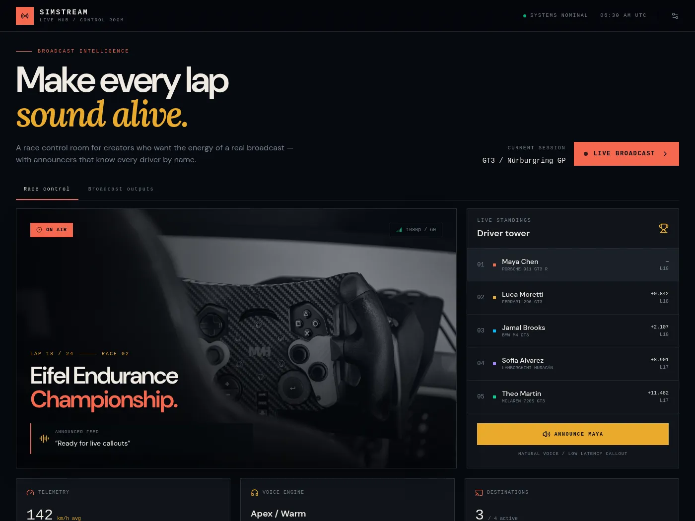 SimStream Live Hub
