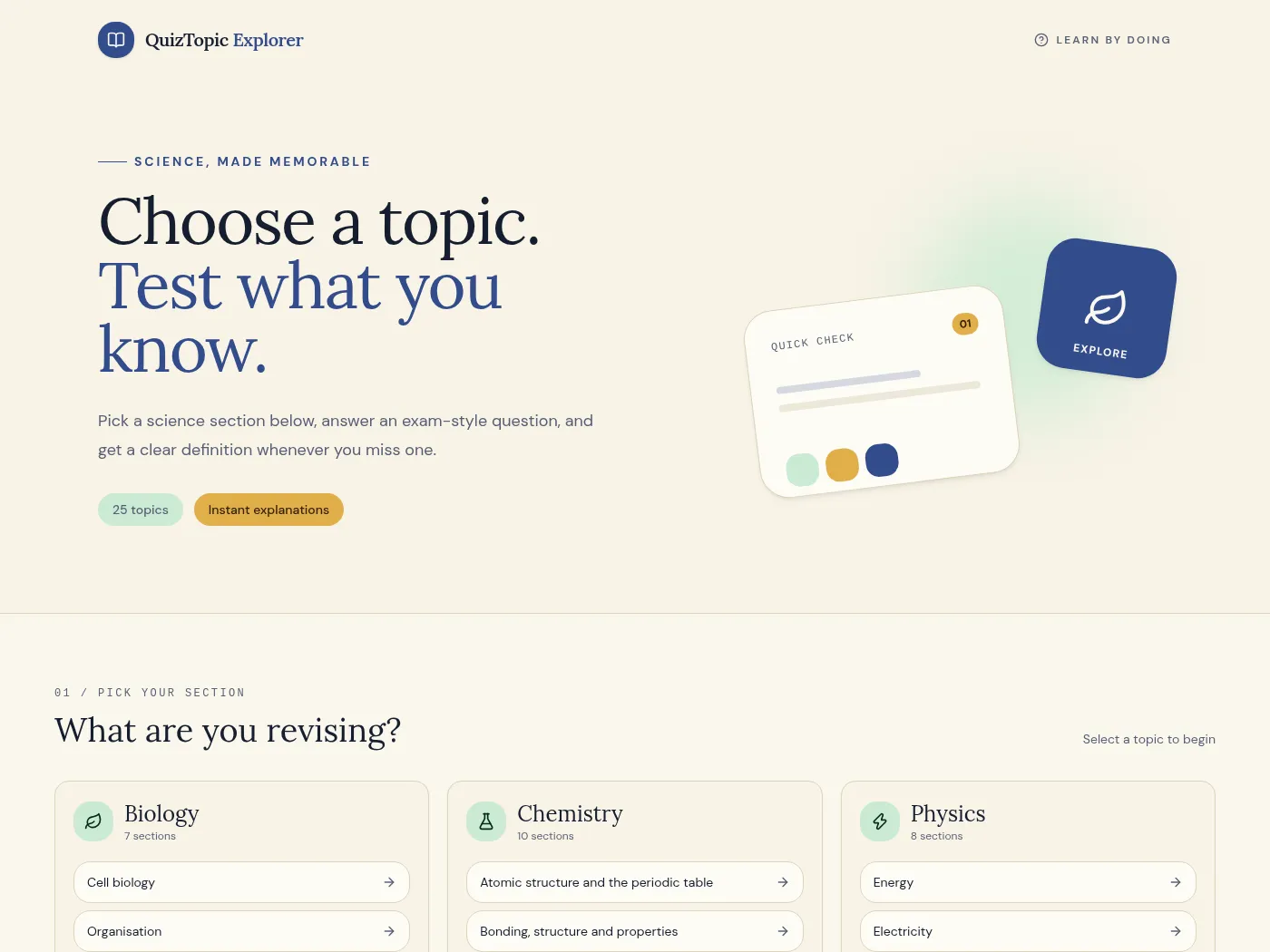 QuizTopic Explorer