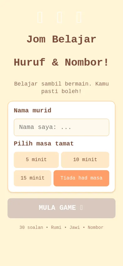 Jom Belajar Huruf & Nombor