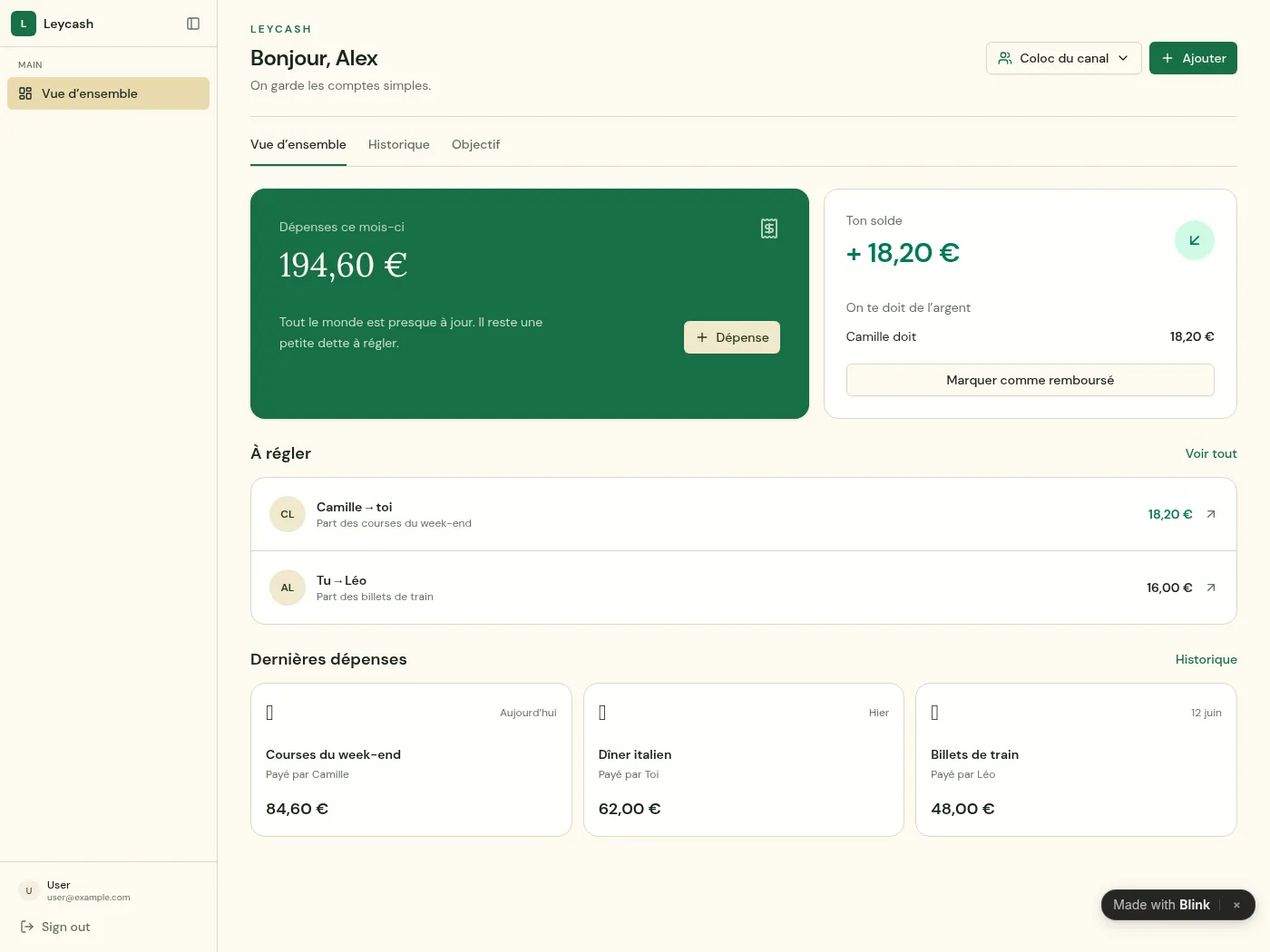 Leycash Split Tracker